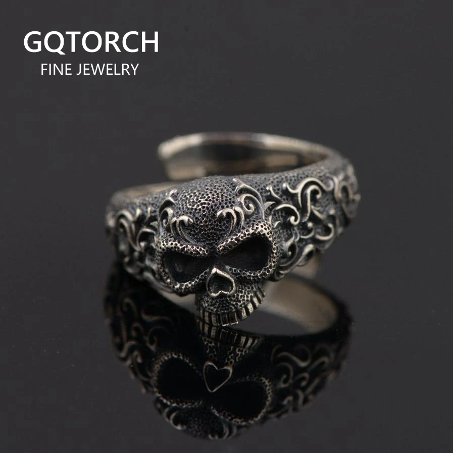 Gothic Punk Skull Rings For Men And Women 925 Sterling Silver Jewelry ...