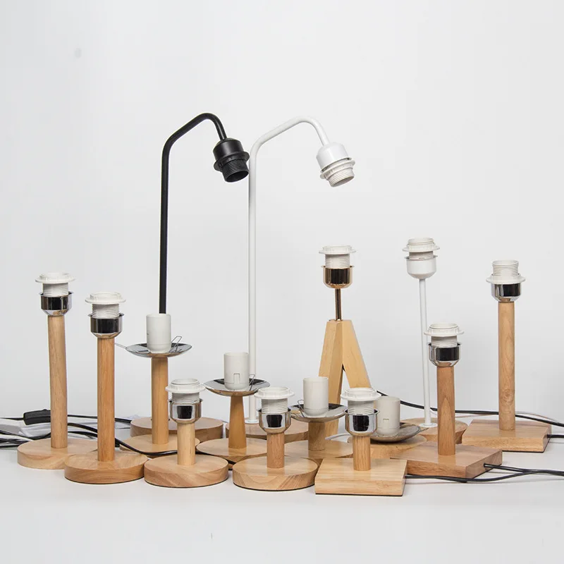 Creative-DIY-table-lamp-base-accessories-110V-220V-wooden-E27-lamp ...