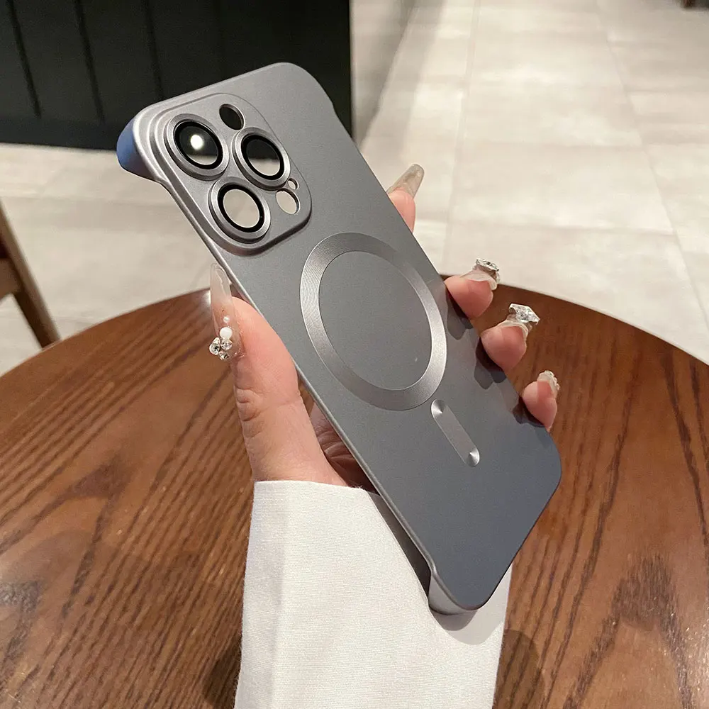 Natural-titanium-borderless-plating-magsafe-phone-case-for-iPhone-15-14 ...