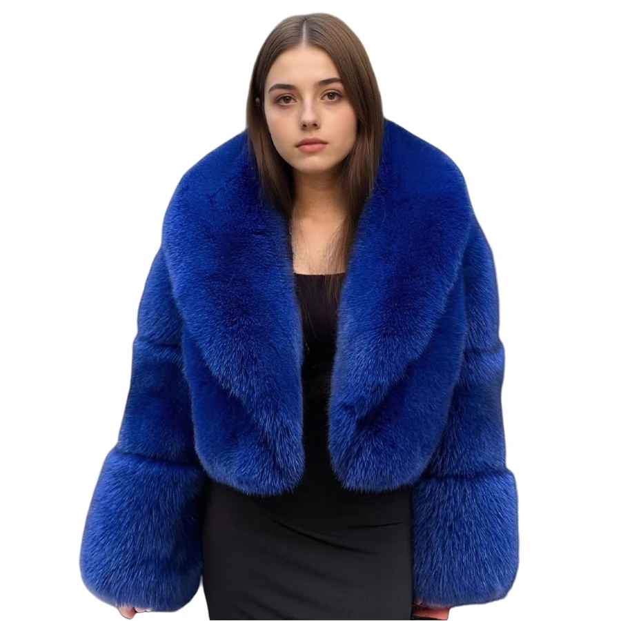 Real Fur Coat With English Collar Natural Fox Fur Coat Cropped Fur ...