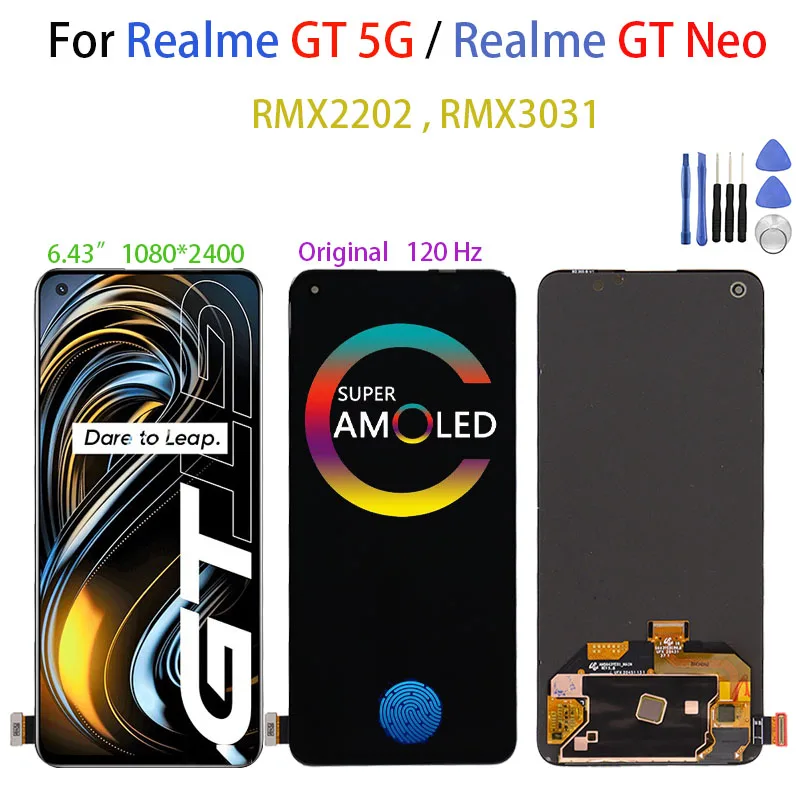 Original AMOLED For OPPO Realme GT 5G / GT Neo RMX2202 RMX3031 Pantalla Lcd Display Touch Screen ...