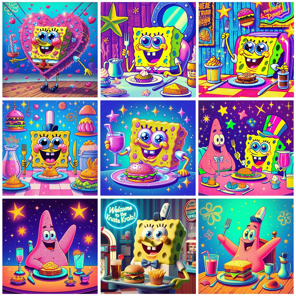 Cartoon-Square-Diamond-Painting-SpongeBob-SquarePants-Patrick-Diamond ...