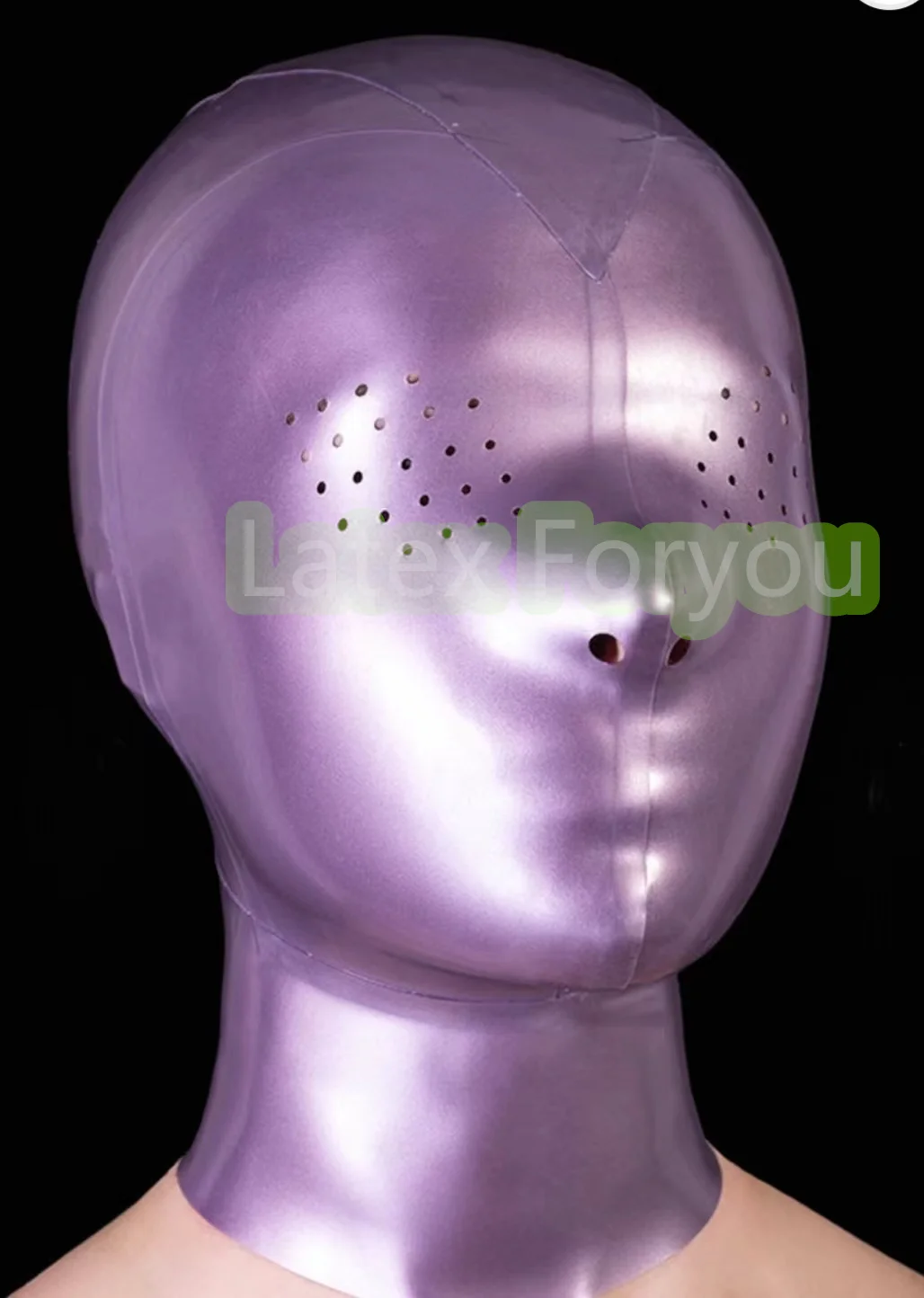 Unisex Natural Mesh Eye Latex Hood Close Mouth Back Zipper Rubber Gummi ...