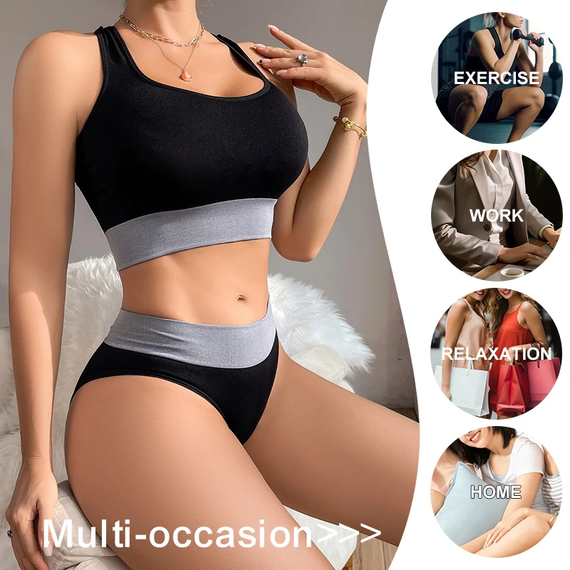 Seamless-Bra-Set-Women-Sexy-Thongs-Low-Waist-Panties-Sports-Tank-Tops-Lingerie-Brassiere-Female ...