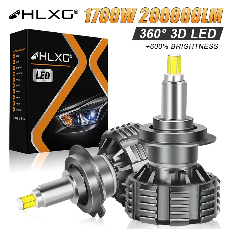 HLXG 1700W 3D 360 H7 H11 LED Headlights High Power Canbus Led H1 HB3 ...