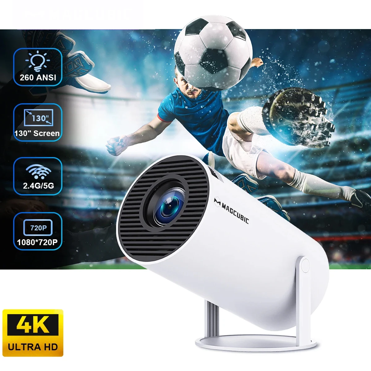 NEWProjector-Android11-4K-1280-720P-HY300-Pro-Dual-Wifi-260ANSI-180 ...