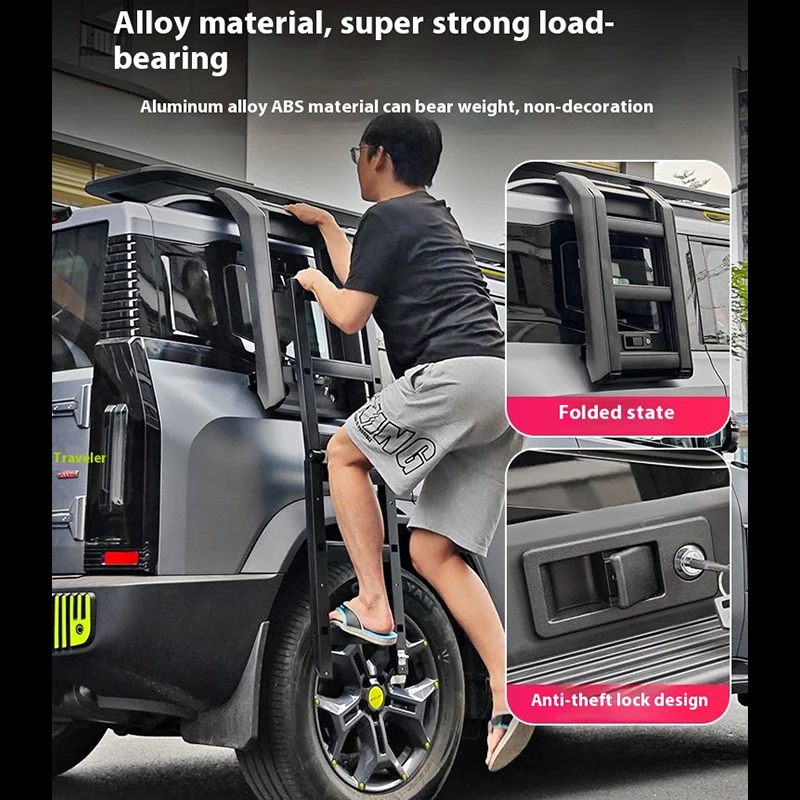 For-Chery-Jetour-Traveller-T2-Side-Backpack-Box-Ladder-Aluminum-Alloy ...