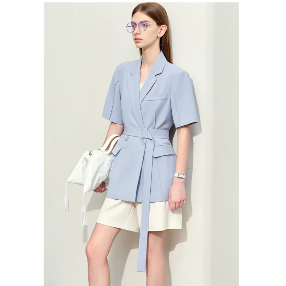 2024-Summer-New-Arrival-Cool-Light-Blue-Black-Women-Suit-Double ...
