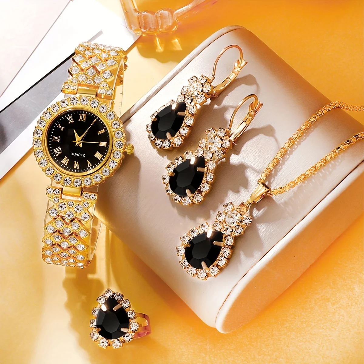 Elegant-5-Piece-Women-s-Vintage-Rhinestone-Quartz-Watch-Jewelry-Set ...