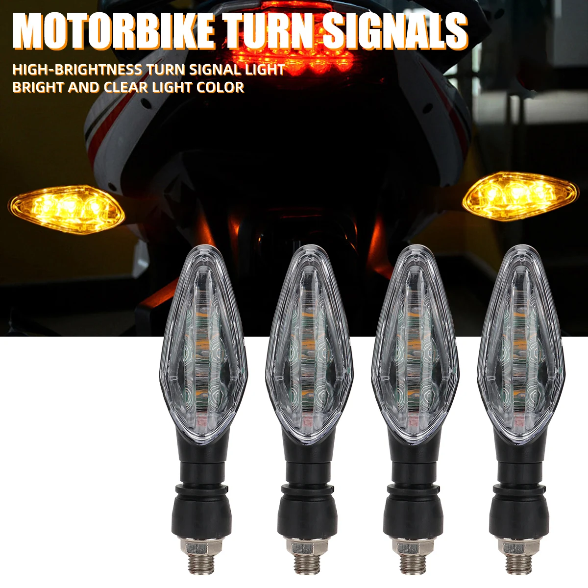 4PCS Motorcycle LED Turn Signal Light Waterproof Blinker Amber ...