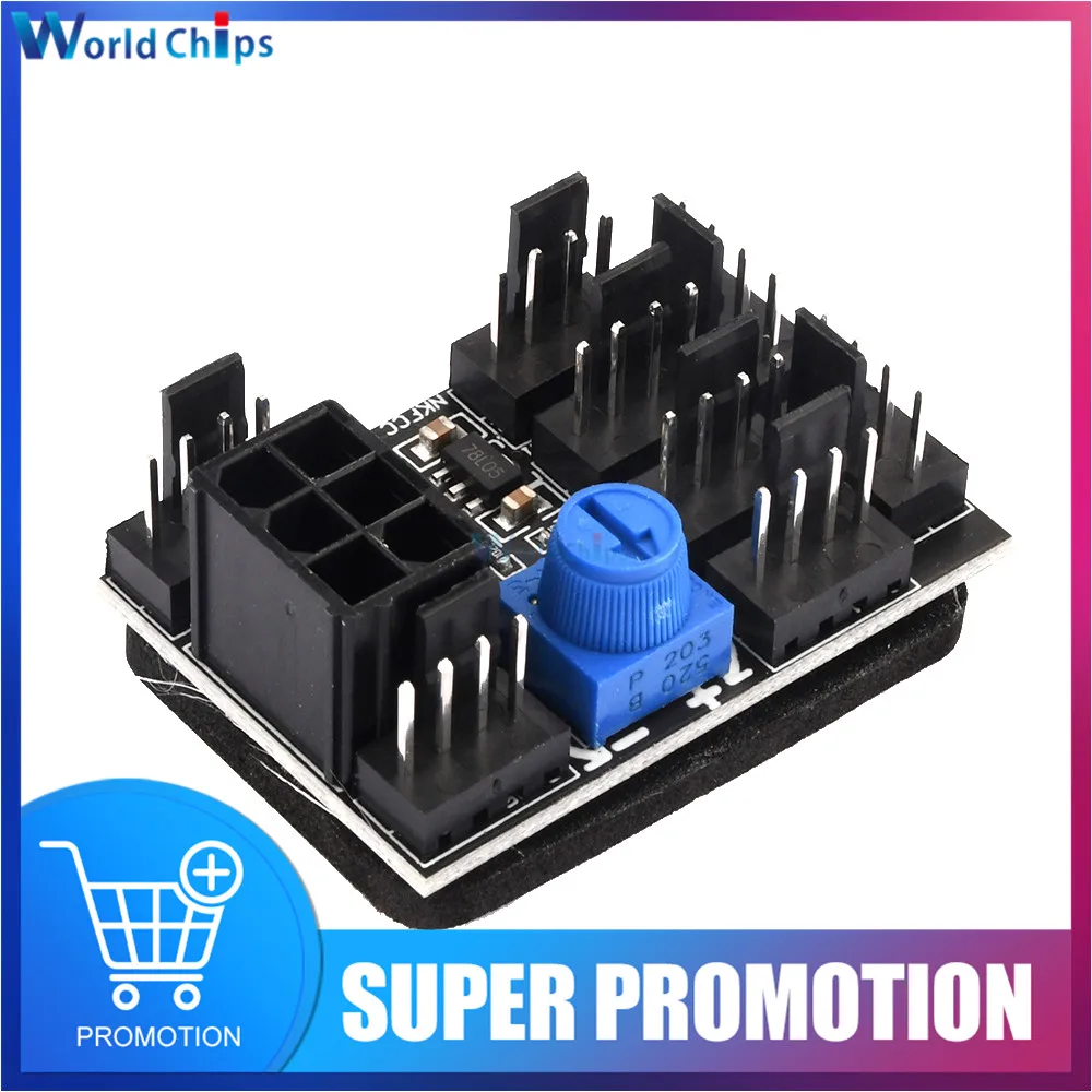 DC 12V Chassis Fan PWM Hub Speed Controller High Power 3PIN 4PIN ...