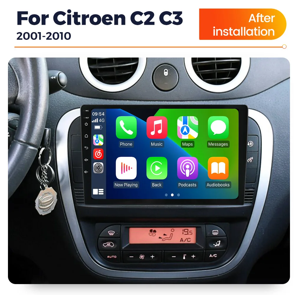 Android 14 Car Radio for Citroen C2 C3 2001-2010 Wirelessly Carplay ...
