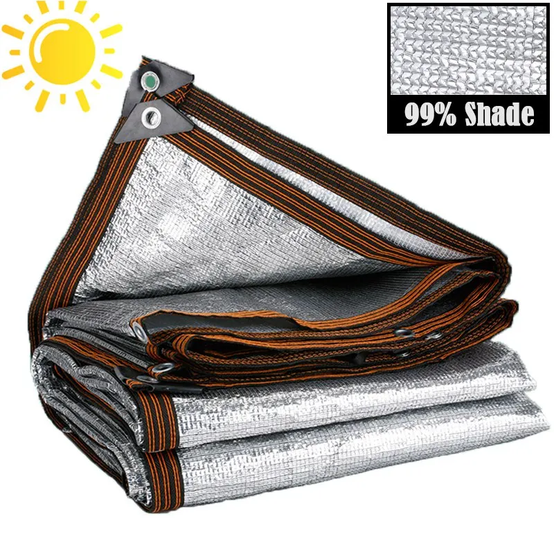 99% Shade Rate Aluminum Foil Sunshade Net Summer Silvery Reflective Sun ...