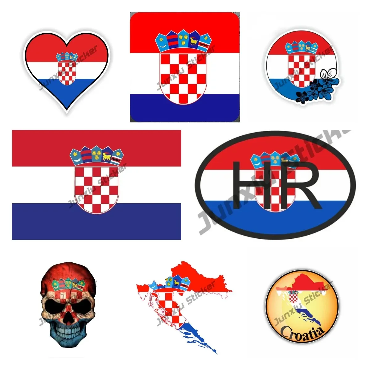 Creative Croatia Flag Circle Sticker Croatia Coat of Arms Shield Emblem ...