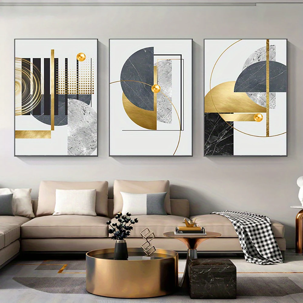 3PCS-Abstract-Golden-Geometric-Art-Pattern-Canvas-Paintings-Gold-Foil ...