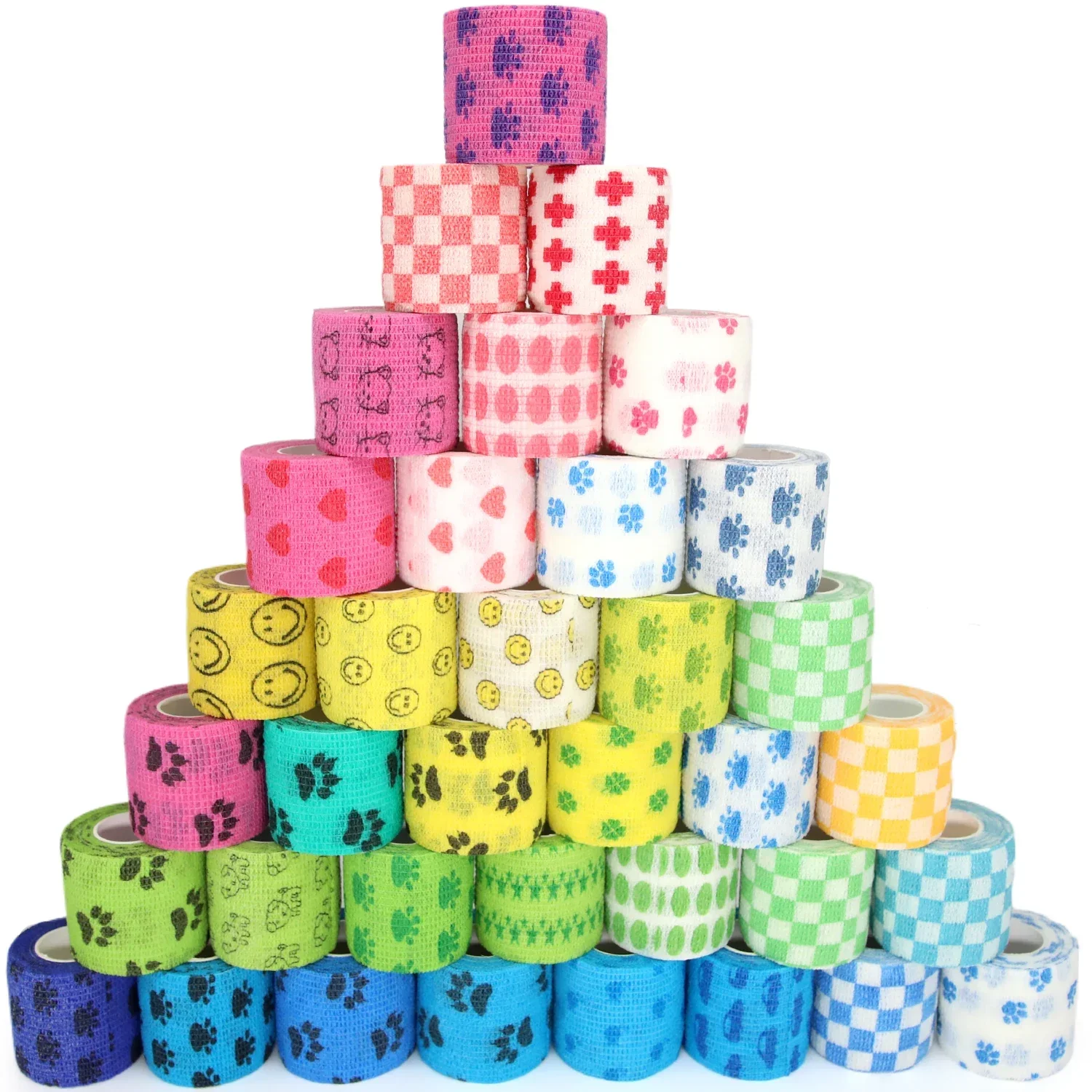 24 Rolls Bandage Wrap Elastic Bandage Self Adhesive Cohesive Tape Vet ...