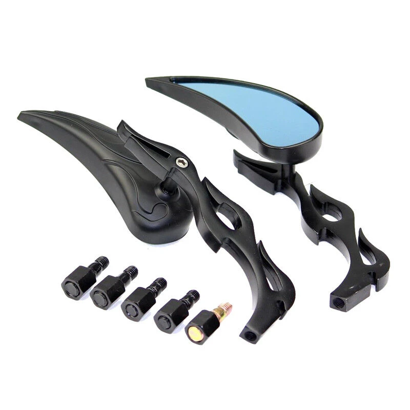 CHROME-TEARDROP-CUSTOM-REARVIEW-SIDE-MIRRORS-8MM-10MM-ADAPTER-FOR ...