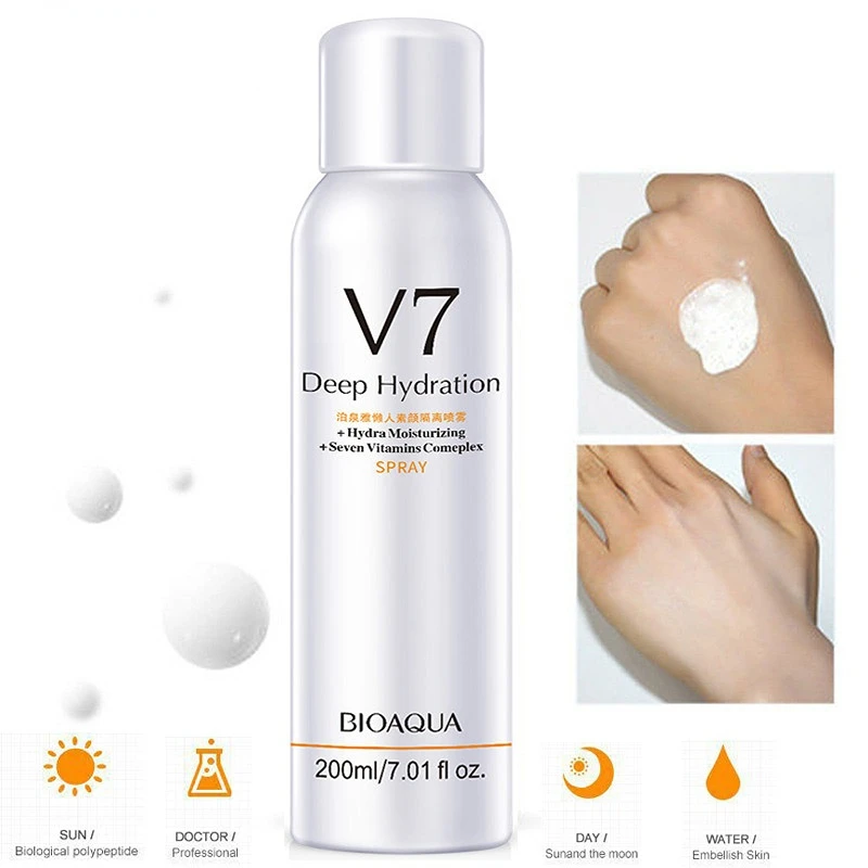 미백 컨실러 자외선 차단 스프레이 방수 V7 수화 보습 7 가지 스킨 케어 비타민 복합체 함유 200ml