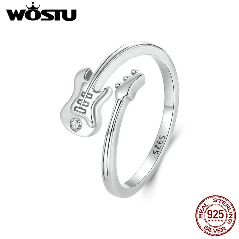 WOSTU Real 925 Sterling Silver Cute Music Bass Open Ring For Women ...