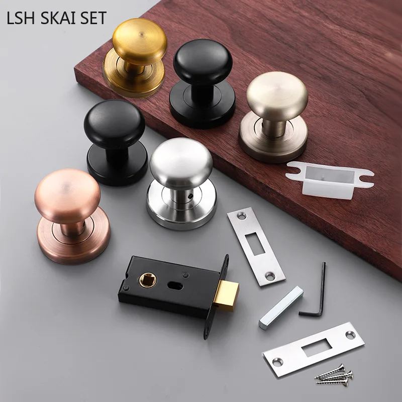 Silent-Zinc-Alloy-Keyless-Invisible-Door-Lock-Bedroom-Round-Single ...