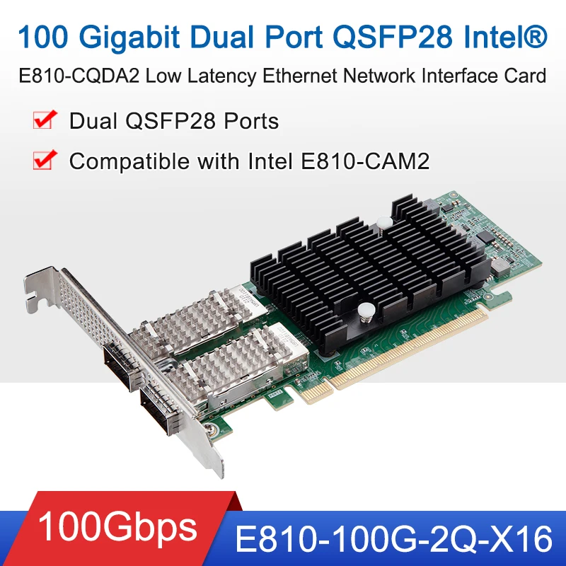 QSFP 100Gb Network Card Duplex QSFP28 Port Intel® E810-CQDA2 Ethernet ...