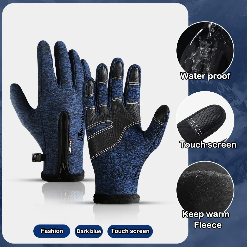 New Winter Waterproof Cycling Gloves Outdoor Sports Running Motorcycle Ski Touch Screen Fleece ...