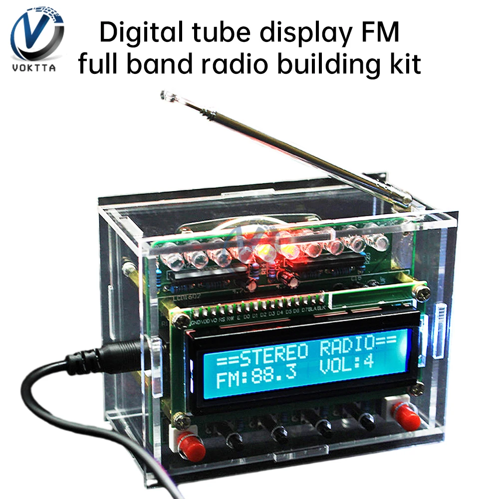 LCD-Display-DIY-FM-Radio-Electronic-Kit-Adjustable-Frequency-87-108MHZ ...