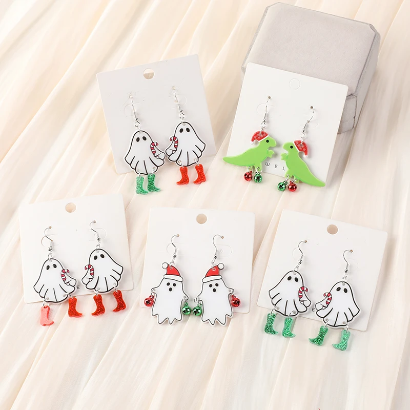 1Pair-Christmas-Drop-Earring-Creative-Acrylic-Funny-Walking-Ghost-Bells ...