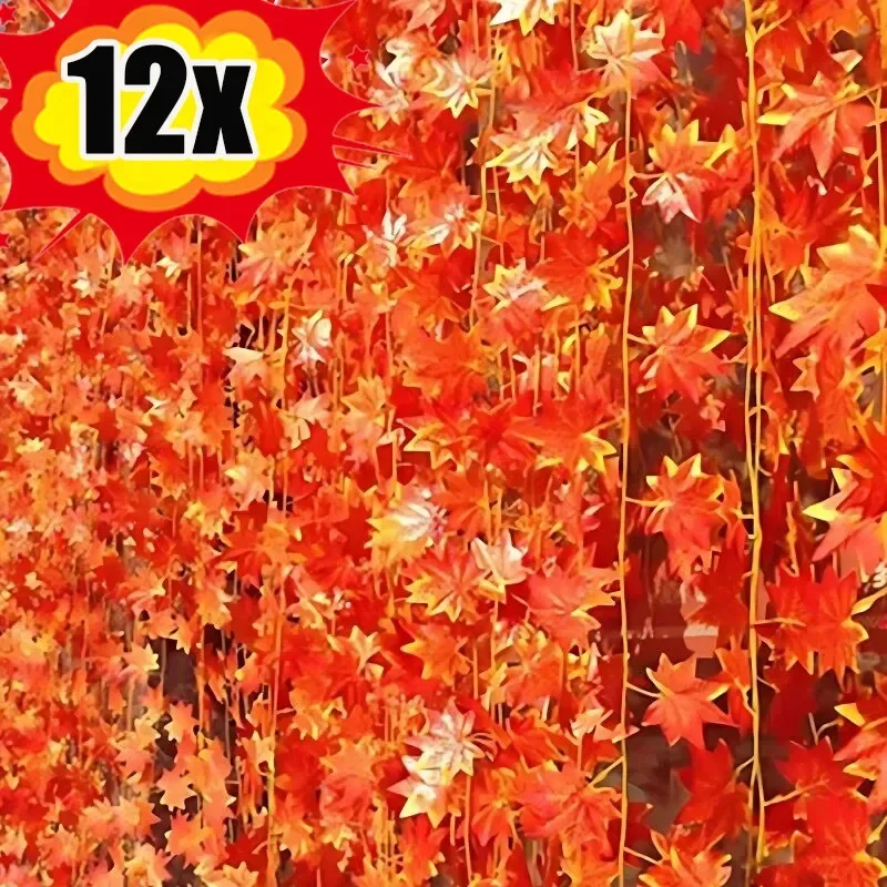 Artificial Maple Leaves Garland Hanging Fall Leaf Vine Maple Foliage ...