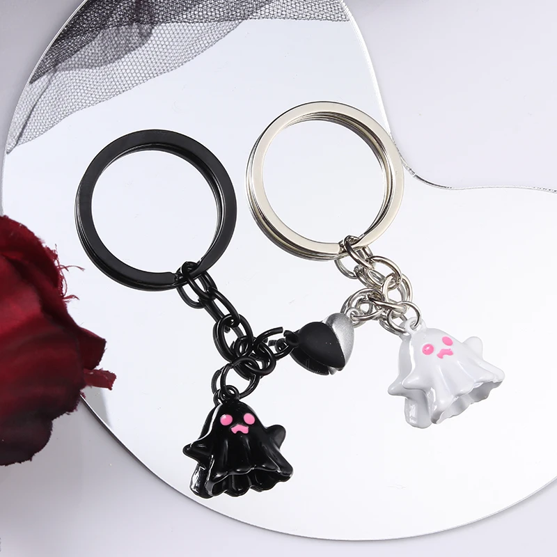 Cute-Solid-Ghost-Keychains-Heart-Magnetic-Snap-Key-Rings-For-Friends ...