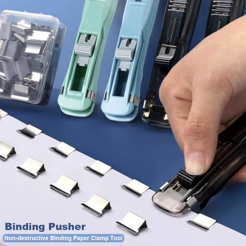 Clip-Stapler-Reusable-Push-Clamp-Book-Binding-Machine-Office ...