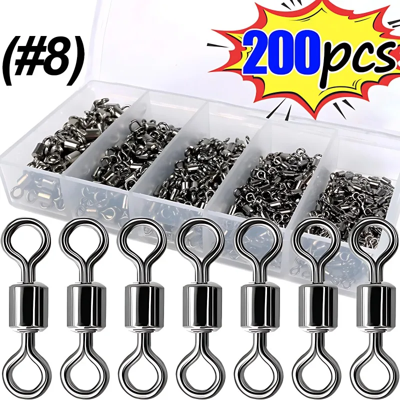 Fishing-8-Shape-Swivel-Connector-Stainless-Steel-Fishing-Tackle-Clips ...