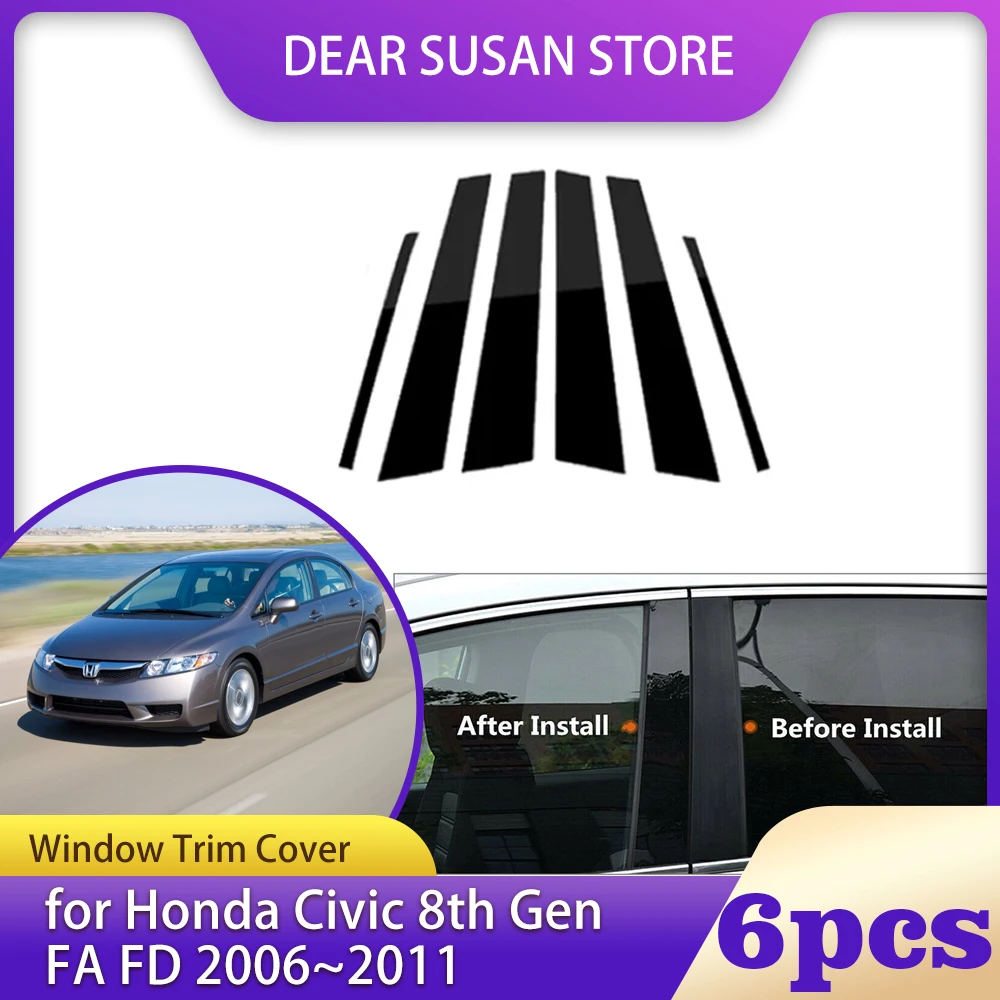 6pcs-Car-Window-Trim-Cover-for-Honda-Civic-8th-Gen-FA-FD-2006-2011-2007 ...