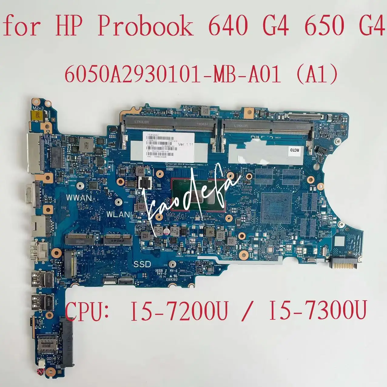 6050A2930101-MB-A01 for HP Probook 640 G4 650 G4 Laptop Motherboard CPU ...