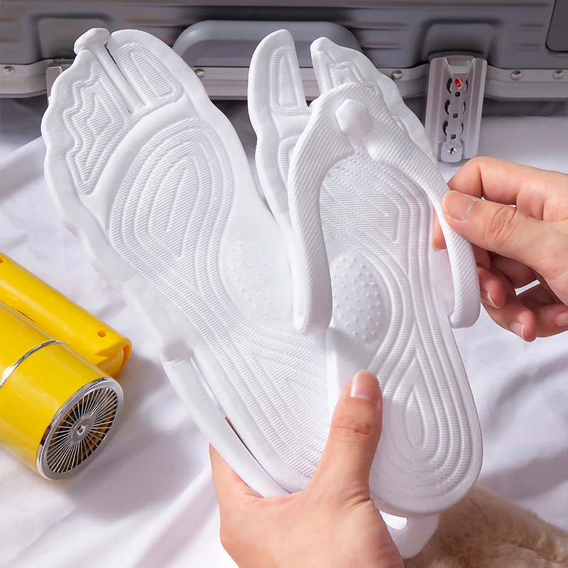 1Pair of Portable Folding Slippers for Business Trip Couple Beach Flip ...