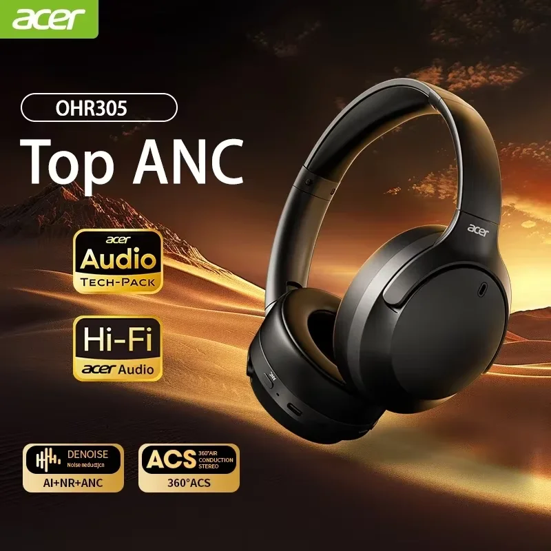 에이서 ANC 무선 헤드폰 HIFI 헤드셋 블루투스 5.4 ENC HD 마이크 헤드 트래킹 3D 공간 오디오 -42dB ANC ...