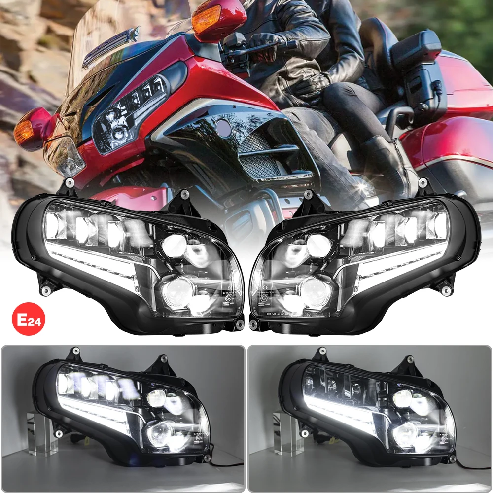2PCS 120W Motorcycle Led Headlights With DRL For Honda GoldWing 1800 ...