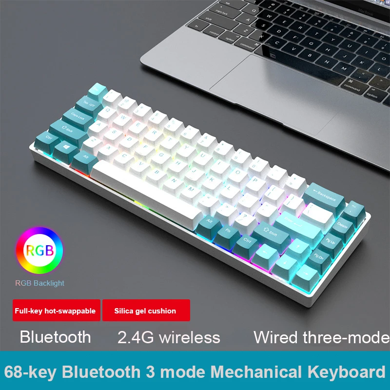TESTER68 Kit de Teclado mecánico con Bluetooth, tres modos, enchufe en ...