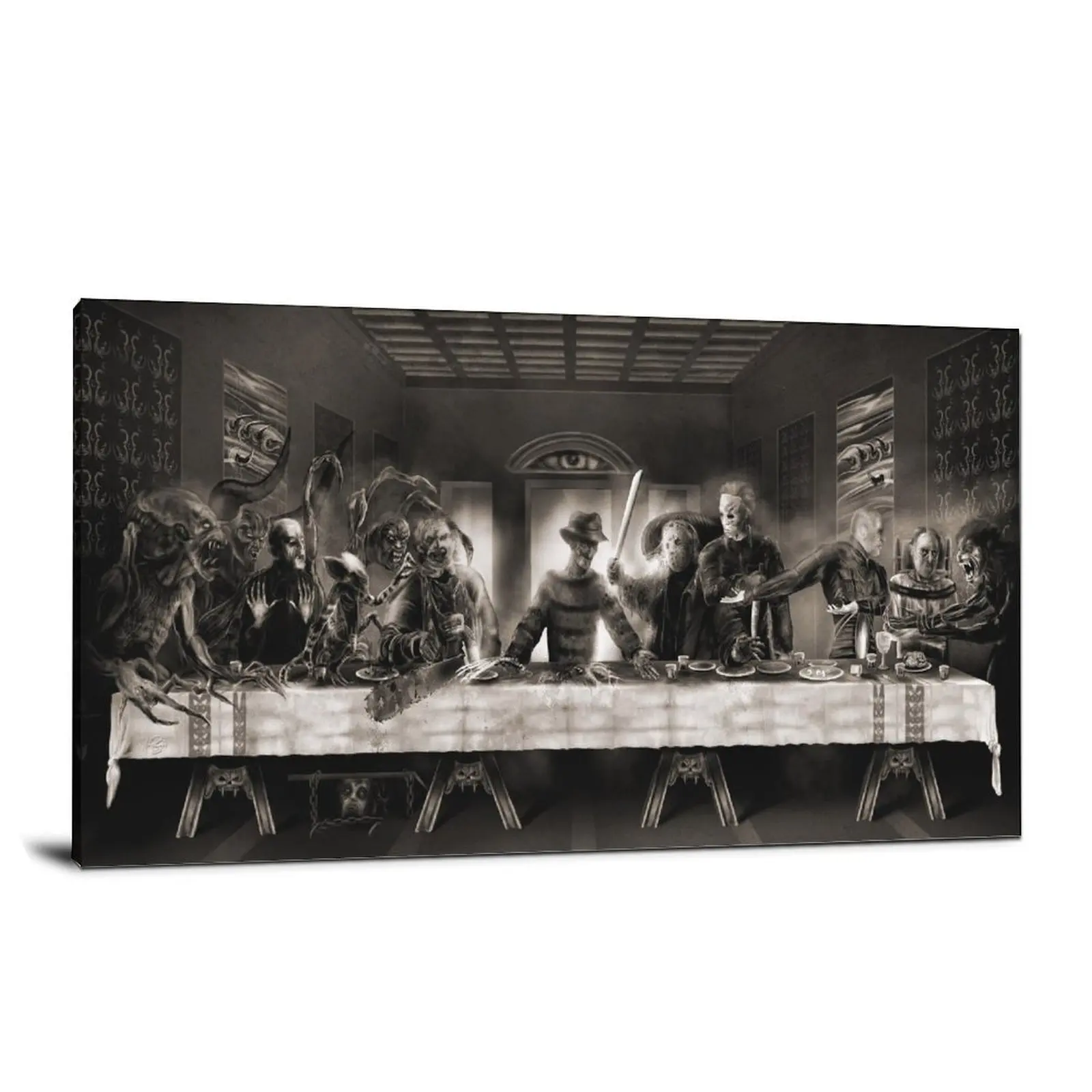 Dark-Evil-Last-Supper-Freddy-Vs-Jason-Myers-Horror-Movie-Canvas-Art ...