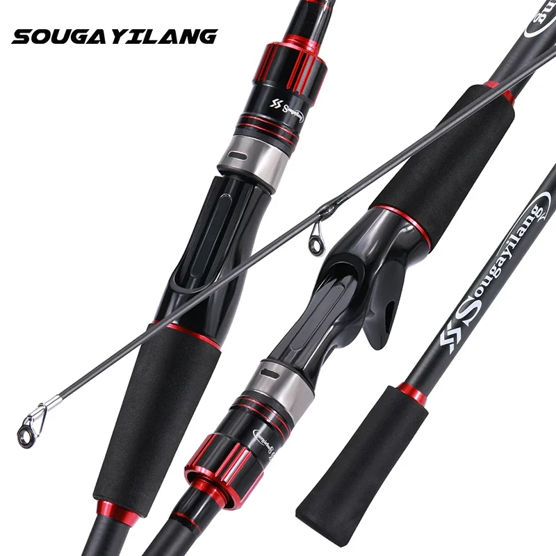 Sougayilang 1.8m 2.1m Spinning Rod Casting Rod Ultralight Carbon Fibre Bass Fishing Pole Travel ...