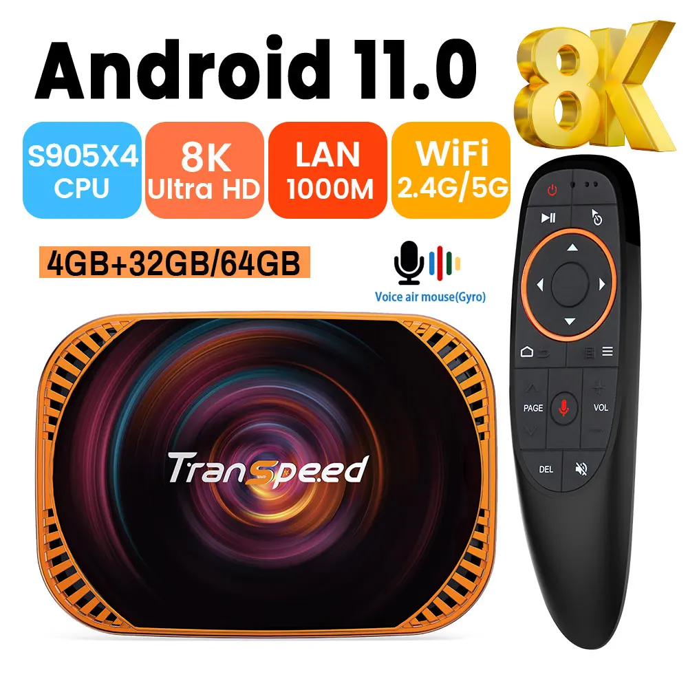 Transpeed-Android-11-Amlogic-S905X4-TV-Box-Dual-wifi-32G-64GB-BT4-0-4K ...