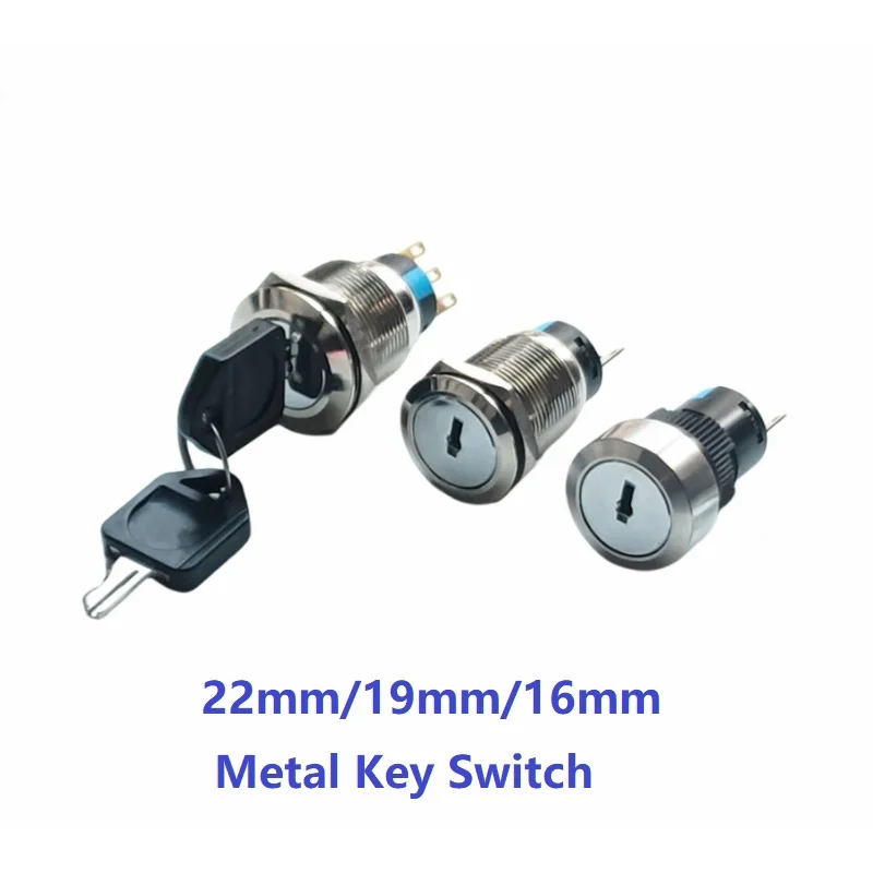16-19-22mm-Metal-Key-Switch-ON-OFF-2Position-3Pin-3Position-6Pin-2NO ...