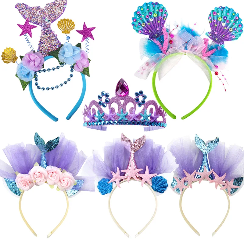Little Mermaid Party Crown Headband Photo Props for Girl 1st Birthday ...