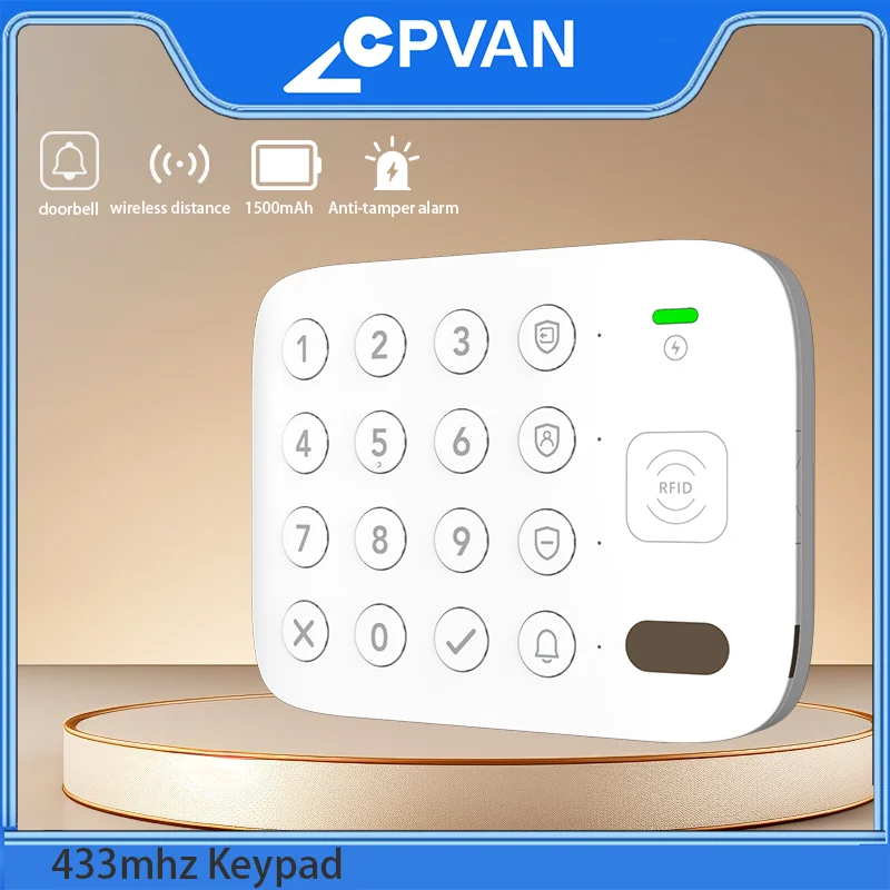 CPVAN Wireless Keypad Built-in 1500mAh Battery Anti-dismantling Alarm ...