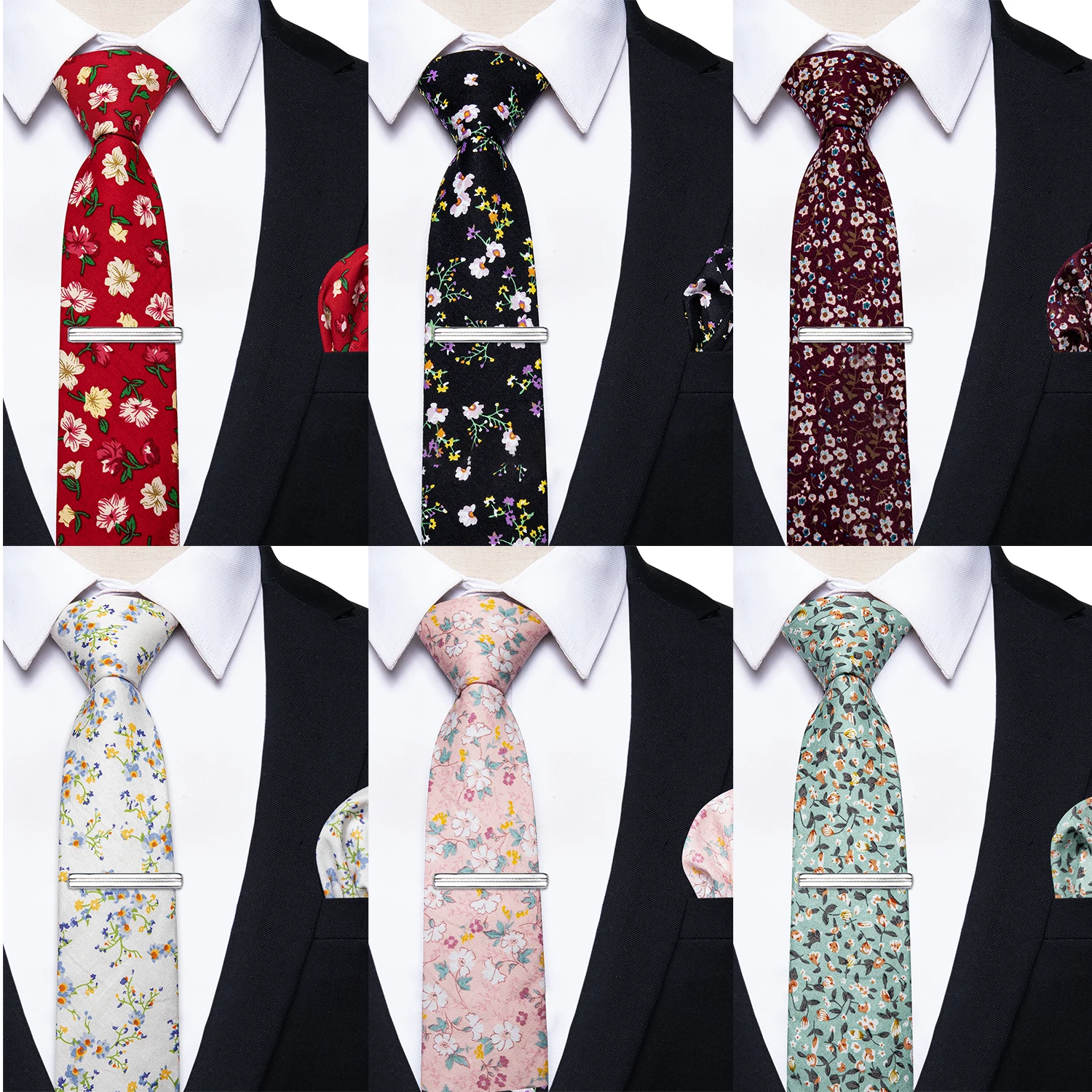 Exquisite Korean Slim Men Ties Accessories 100% Cotton Neck Ties Hanky ...