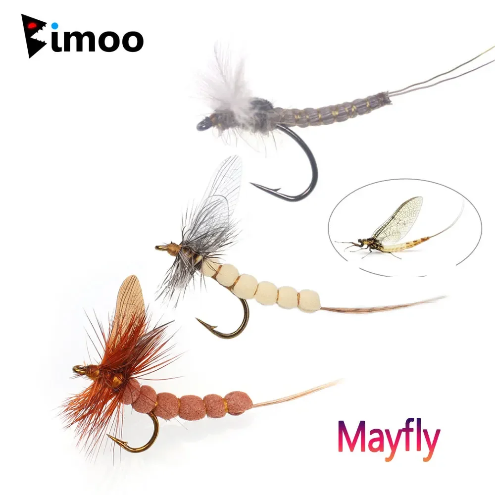 8PCS-CDC-Feather-Wing-Mayfly-Dry-Fly-Grizzly-Saddle-Hackle-Mayfly ...