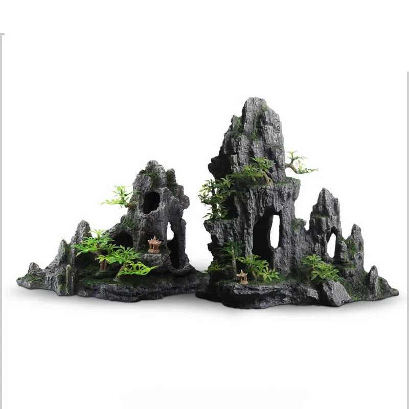 Fish-tank-landscaping-decoration-rockery-stone-grass-scenery-simulation ...