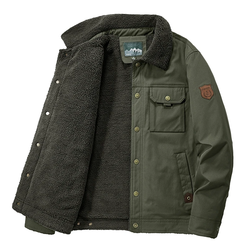 Men's Casual Lapel Multi Pocket Cargo Jacket Coat For Fall Winter ...