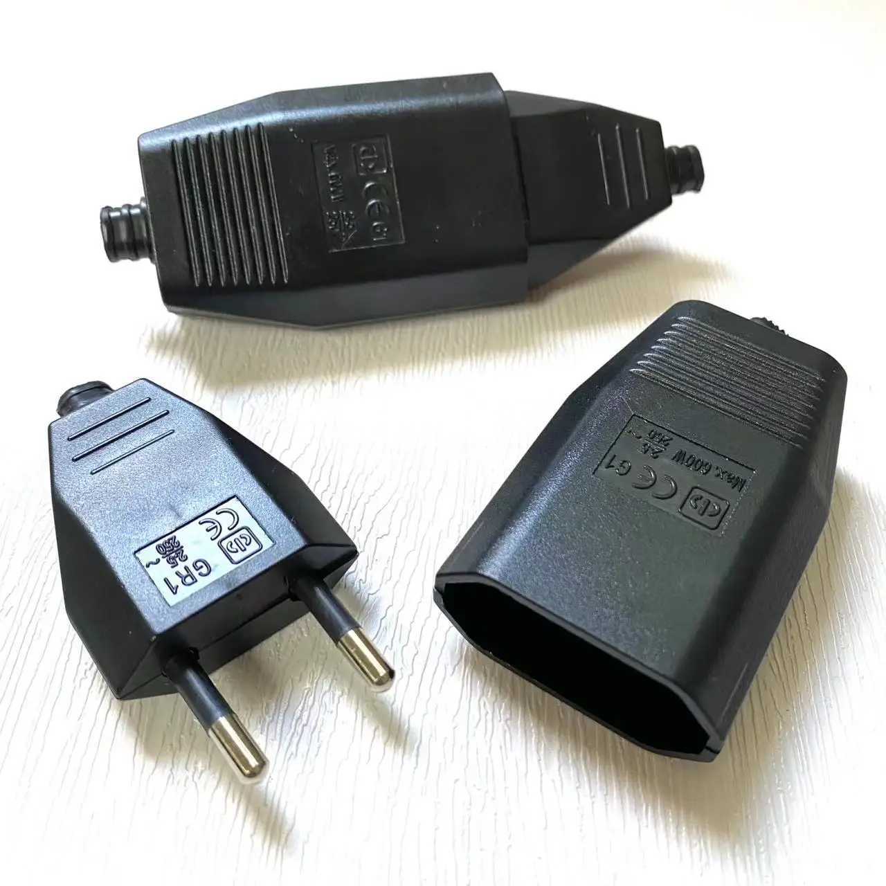 1PCS Rewirable European Power Cord CE Male Plug Female Socket ...