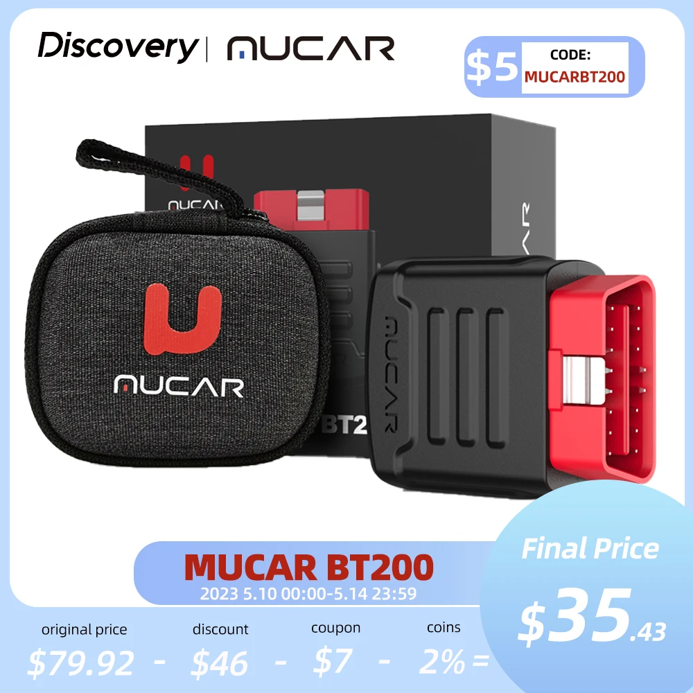 MUCAR BT200 OBD2 Scanner for Car Full System Diagnost Free Lifetime ...